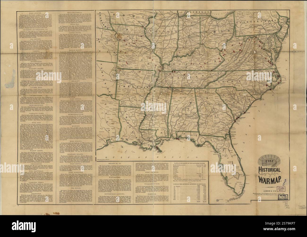 The historical war map. 1862 by Asher & Co Stock Photo - Alamy