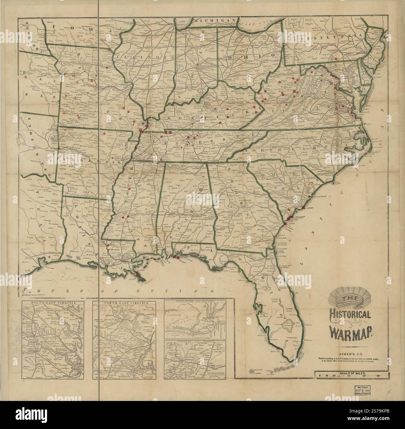 The historical war map. 1863 by Asher & Co Stock Photo - Alamy