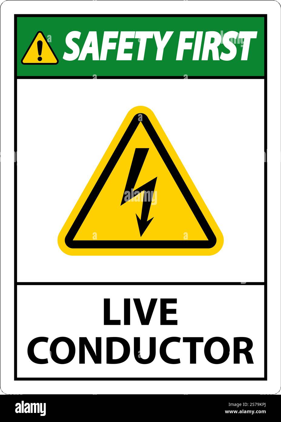 Safety First Live Conductor Sign On White Background Stock Vector Image ...