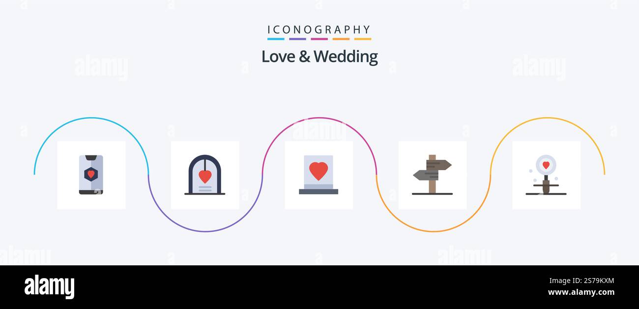 Love And Wedding Flat 5 Icon Pack Including love. direction. marriage ...