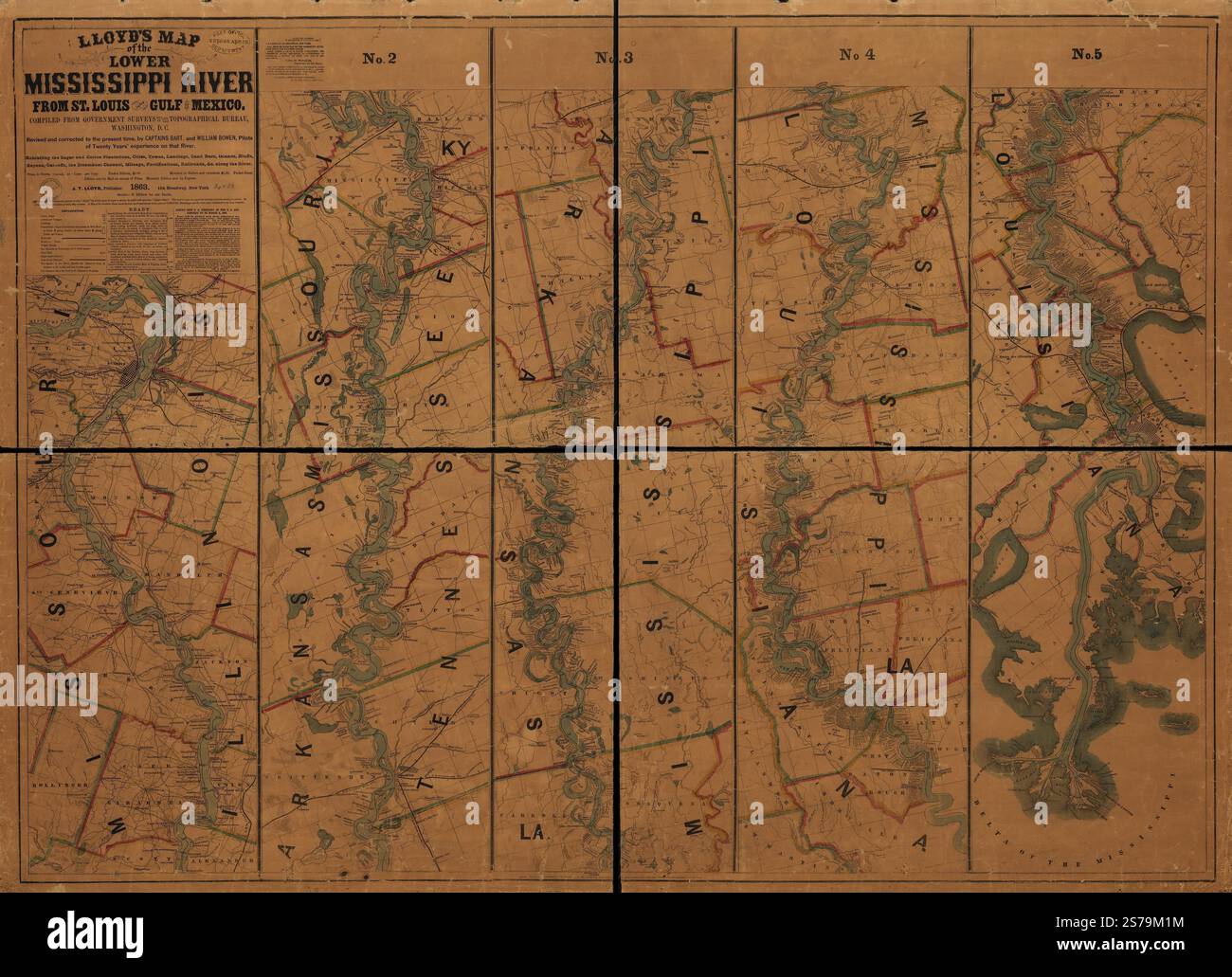Lloyd's map of the lower Mississippi River from St. Louis to the Gulf ...