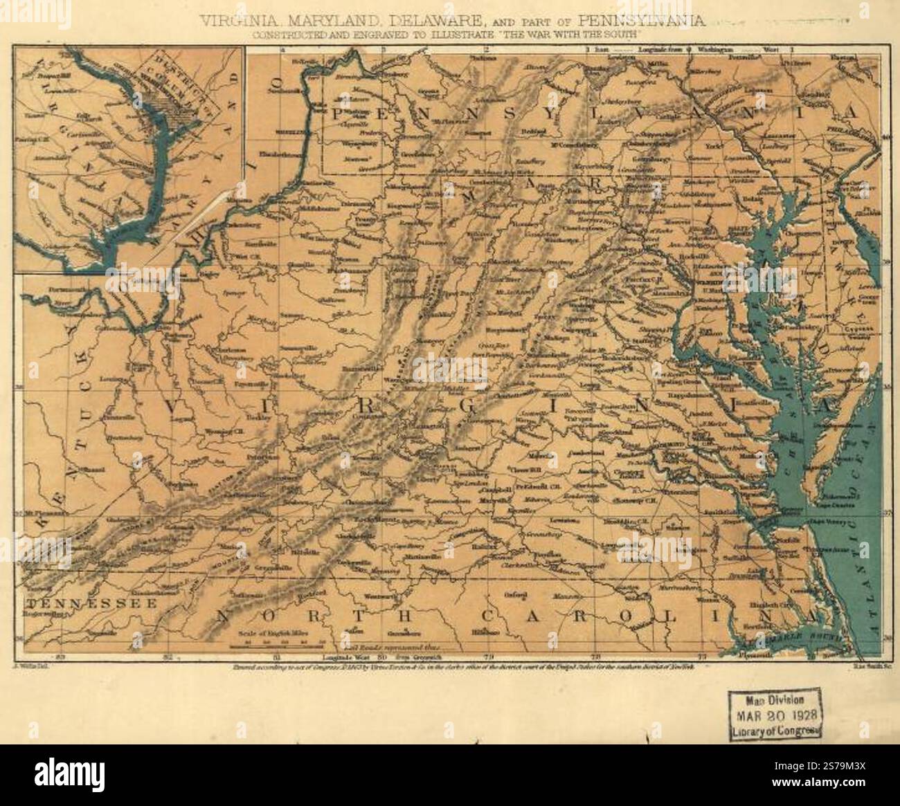 Virginia, Maryland, Delaware, and part of Pennsylvania. 1863 by Wells ...