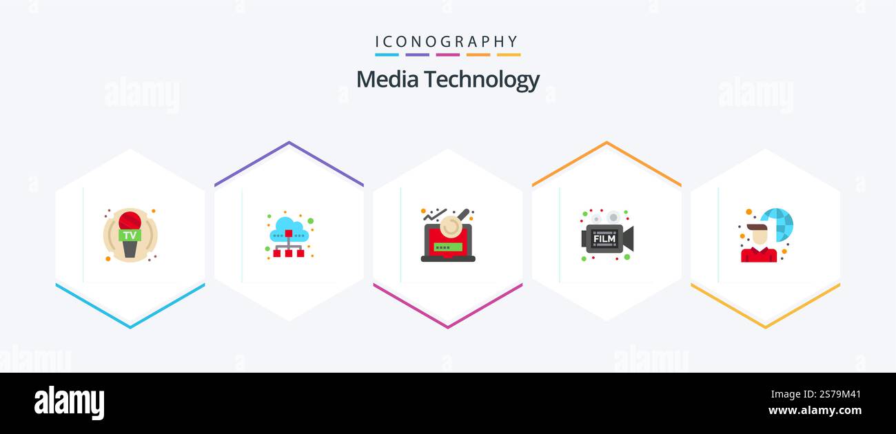 Media Technology 25 Flat icon pack including movie. video. cloud. film ...