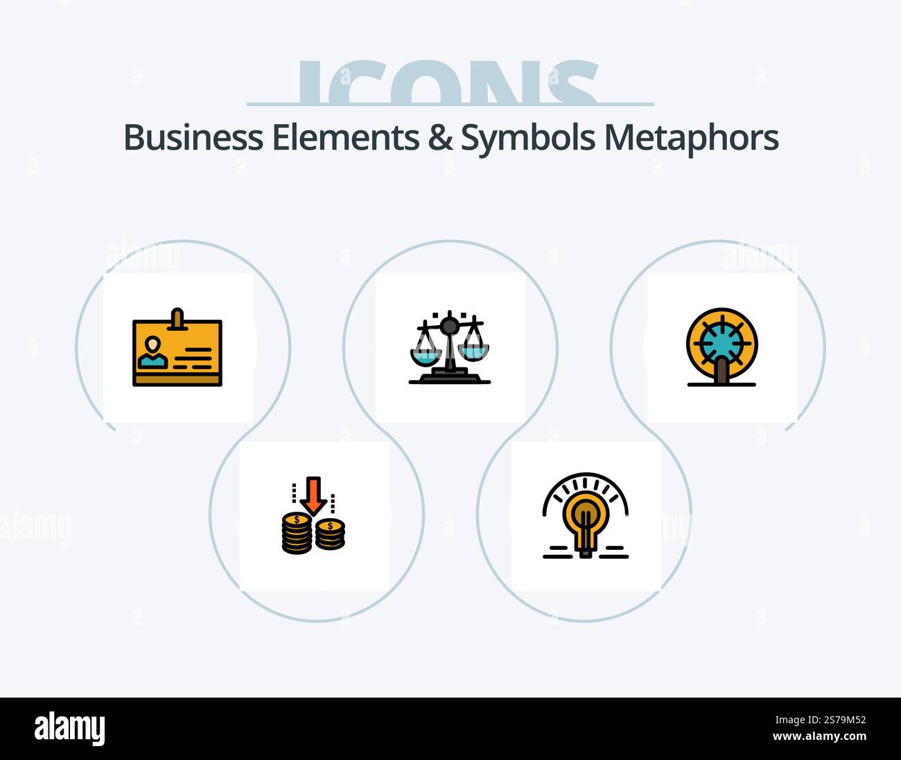 Business Elements And Symbols Metaphors Line Filled Icon Pack 5 Icon ...