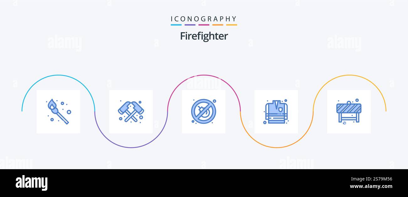 Firefighter Blue 5 Icon Pack Including . sign. place. road. attention ...