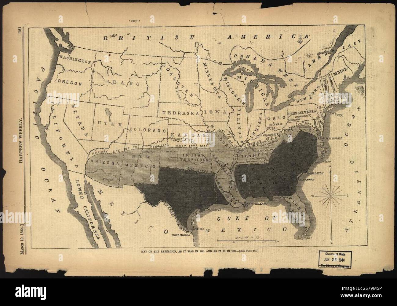 Map of the rebellion, as it was in 1861 and as it is in 1864. 1864 ...