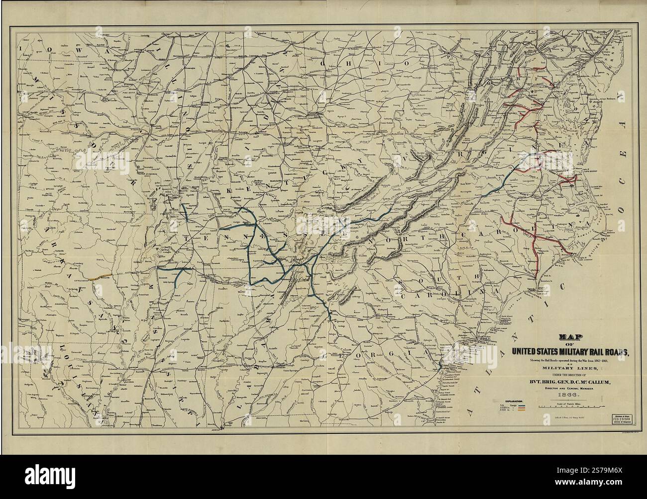 Map of United States military rail roads, showing the rail roads ...