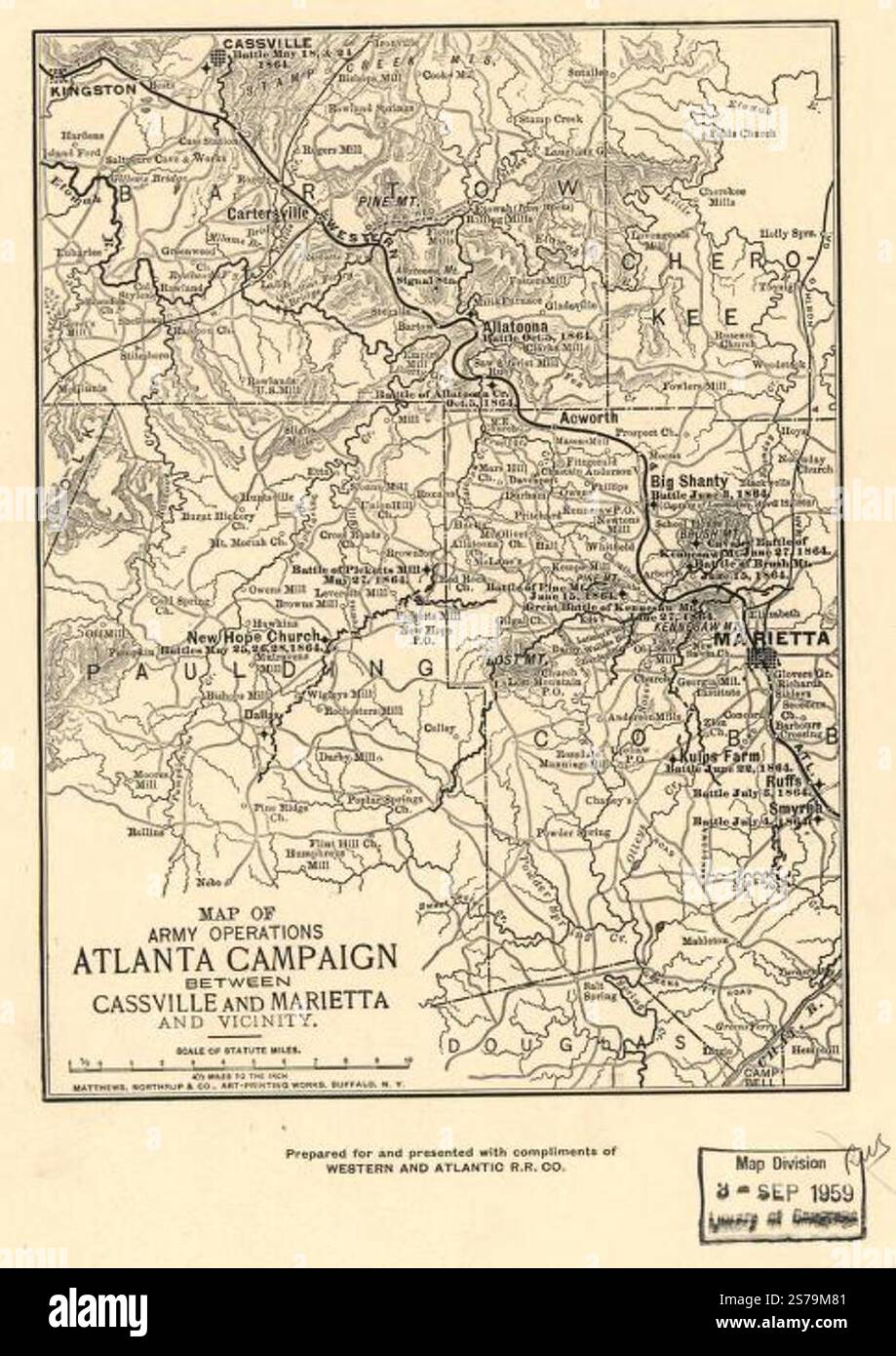 Map of army operations Atlanta campaign between Cassville and Mariette ...