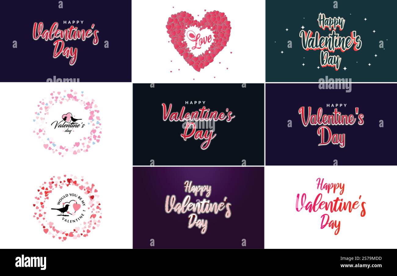 Happy Valentine’s Day hand-drawn lettering vector illustration suitable ...