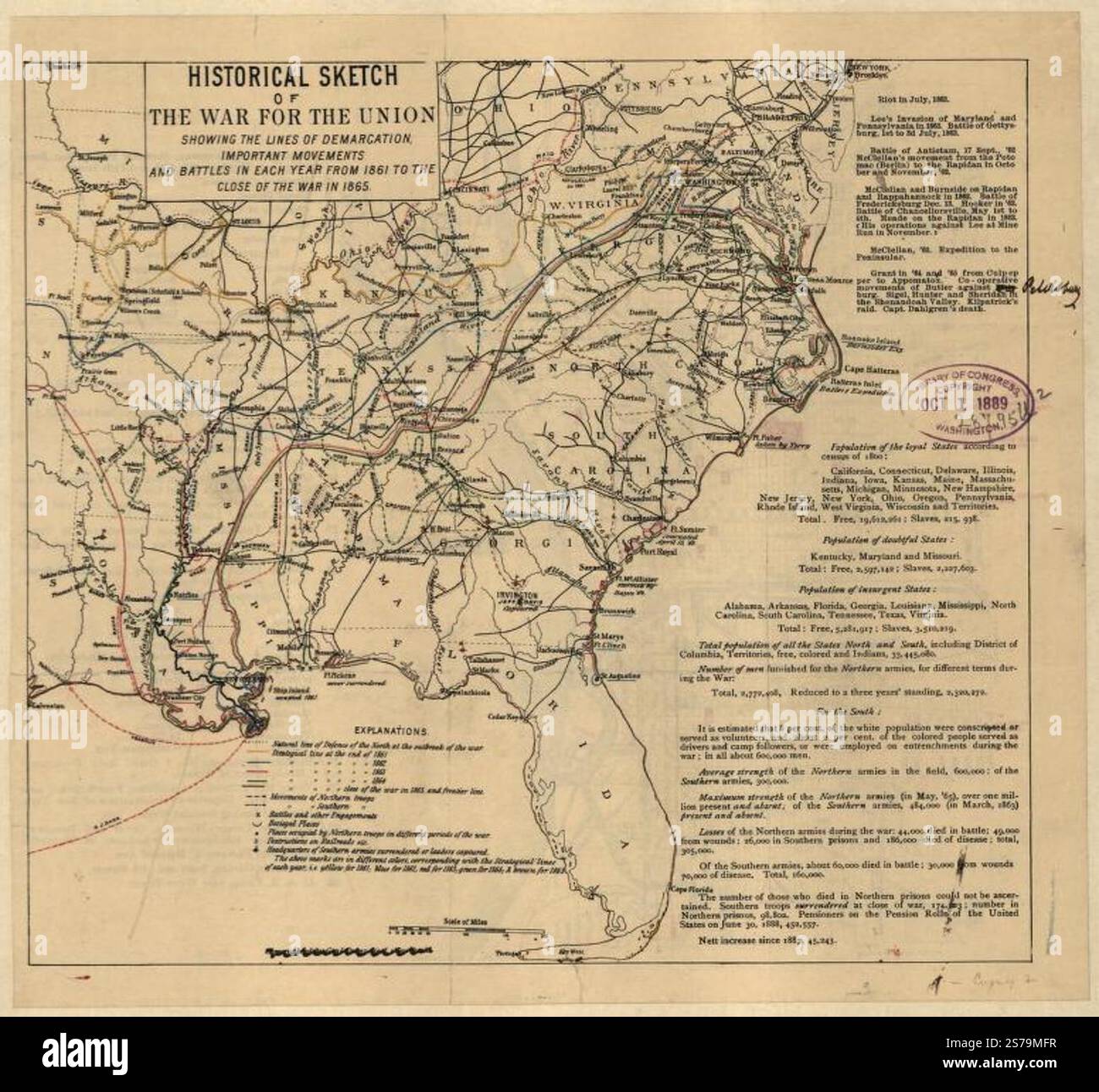 Historical sketch of the war for the Union showing the lines of ...