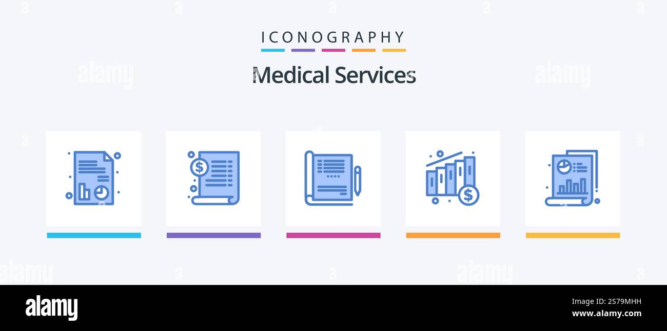 Medical Services Blue 5 Icon Pack Including graph. bar. healthcare ...