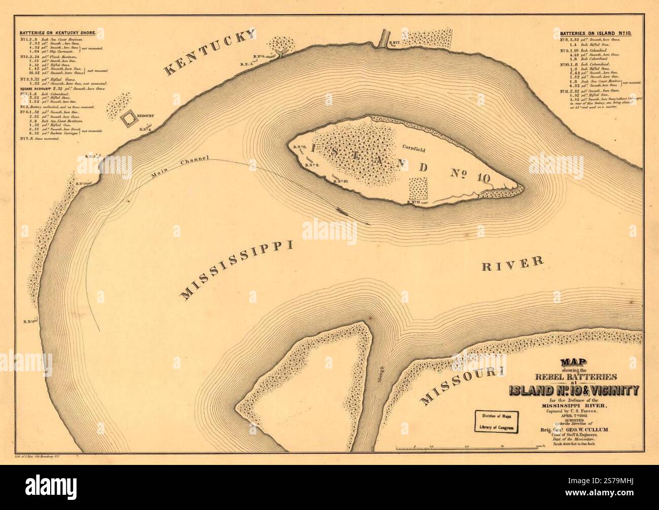 Map showing the Rebel batteries at Island no. 10 & vicinity for the ...