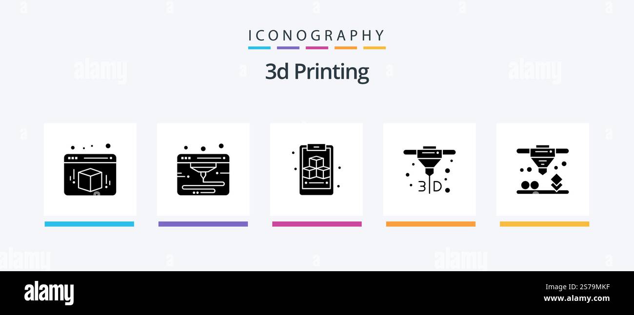 3d Printing Glyph 5 Icon Pack Including . laser sintering. cube. direct ...