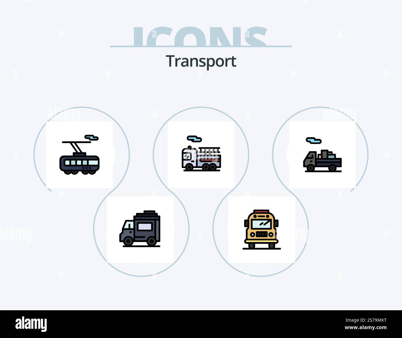 Transport Line Filled Icon Pack 5 Icon Design. . transportation. van. transport. truck Stock ...