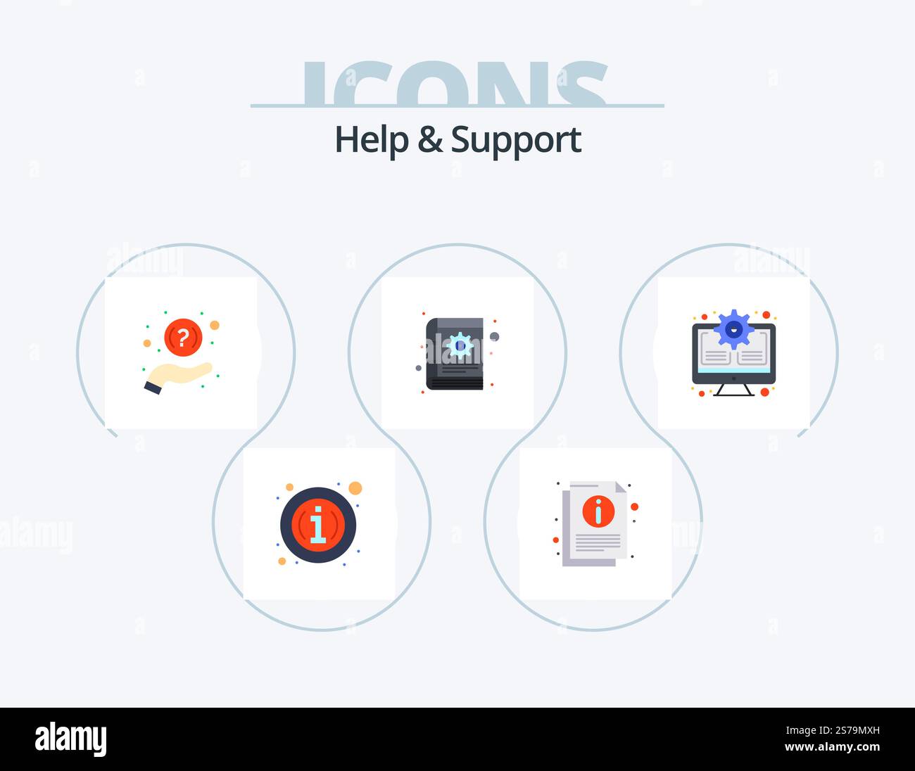 Help And Support Flat Icon Pack 5 Icon Design. monitor. notes. faq ...
