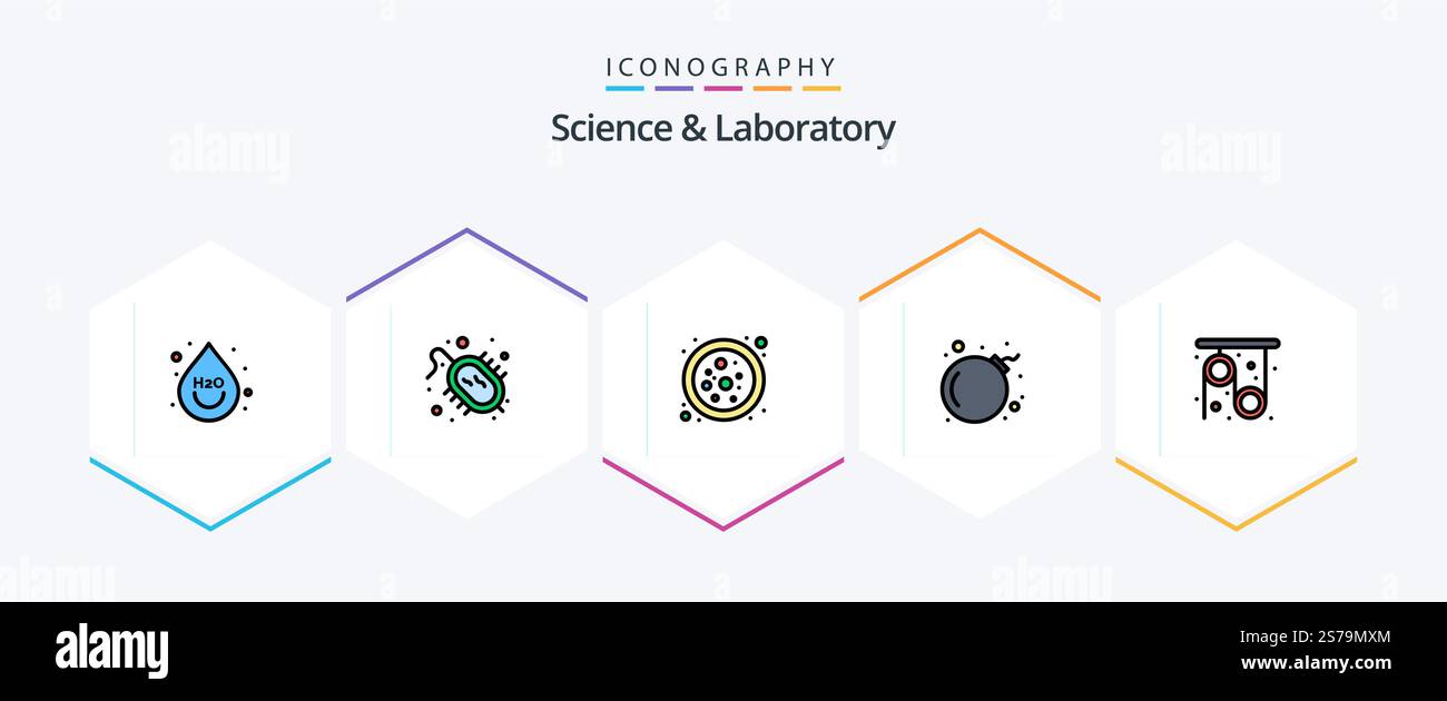 Science 25 FilledLine icon pack including science. pulley. atom ...