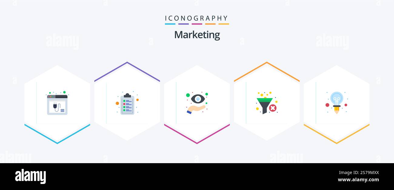 Marketing 25 Flat icon pack including bulb. sort. eye. funnel. vision ...