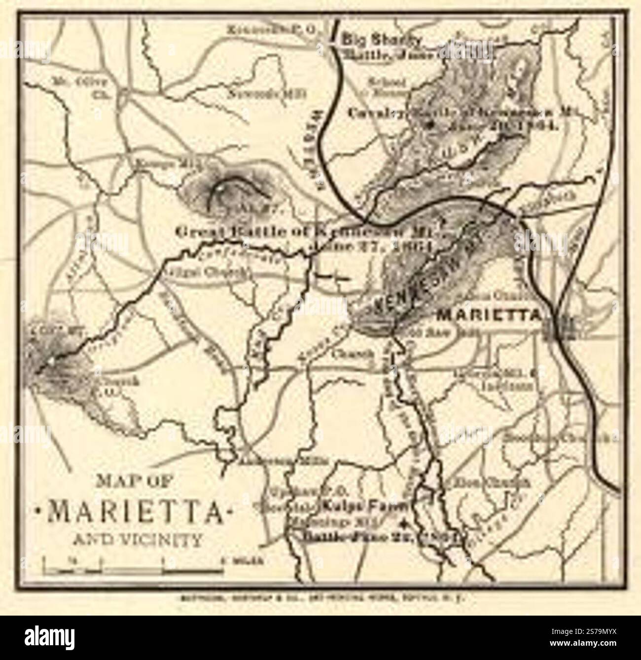 Map of Marietta and vicinity. [June 1864] 1864 by Western and Atlantic ...