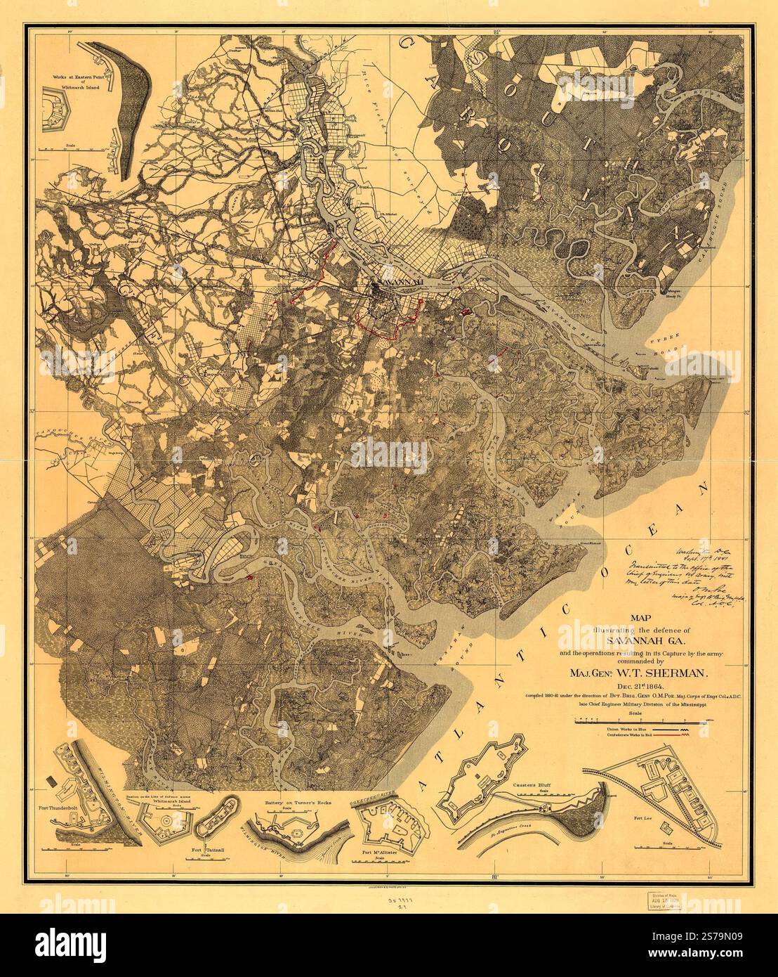 Map illustrating the defence of Savannah, Ga. and the operations ...