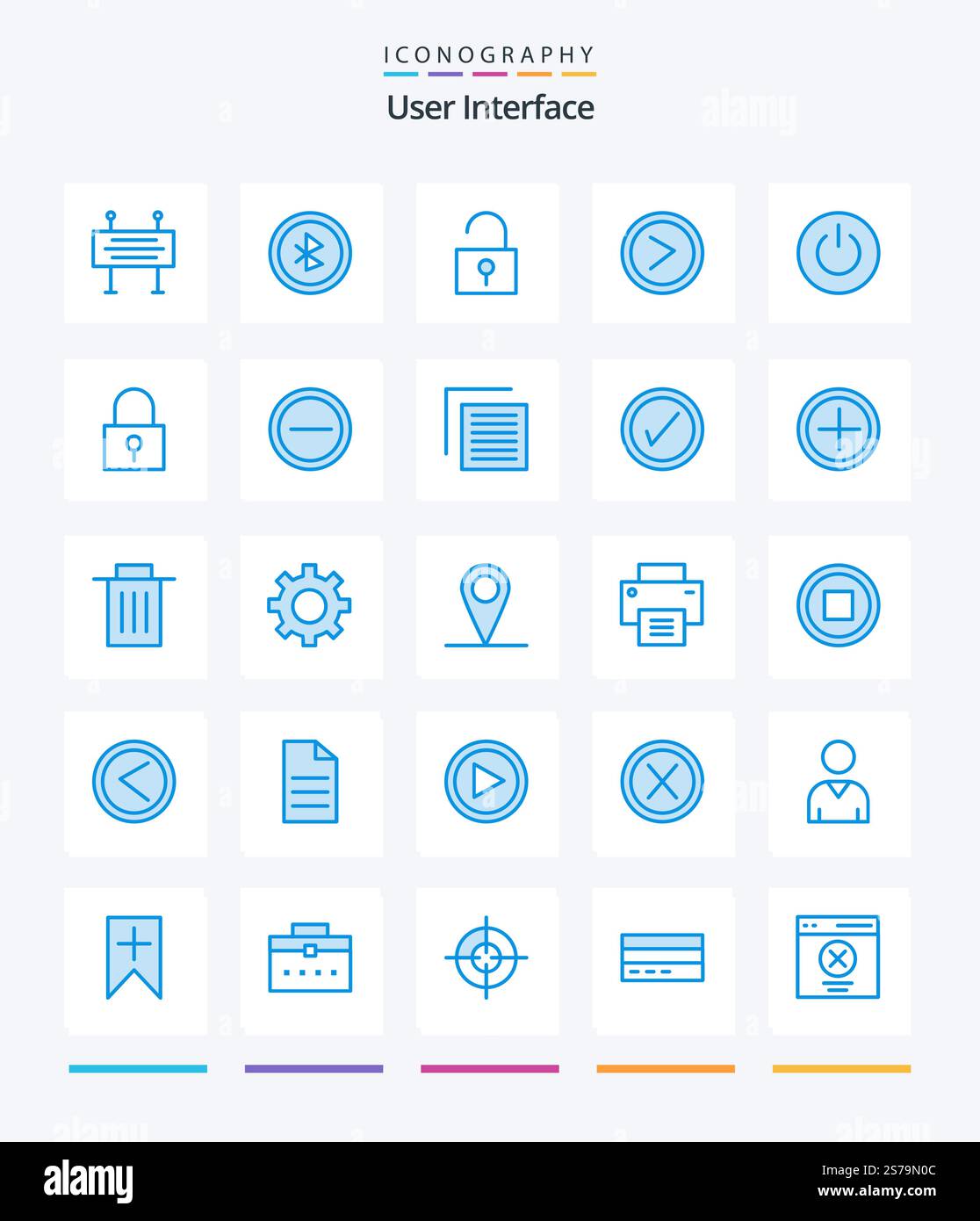 Creative User Interface 25 Blue icon pack Such As power. interface ...