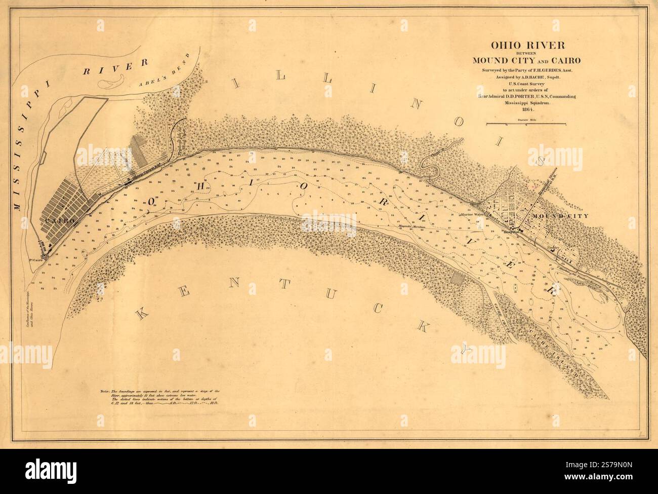 Ohio River between Mound City and Cairo. 1864 by Gerdes F. H., Bache A ...