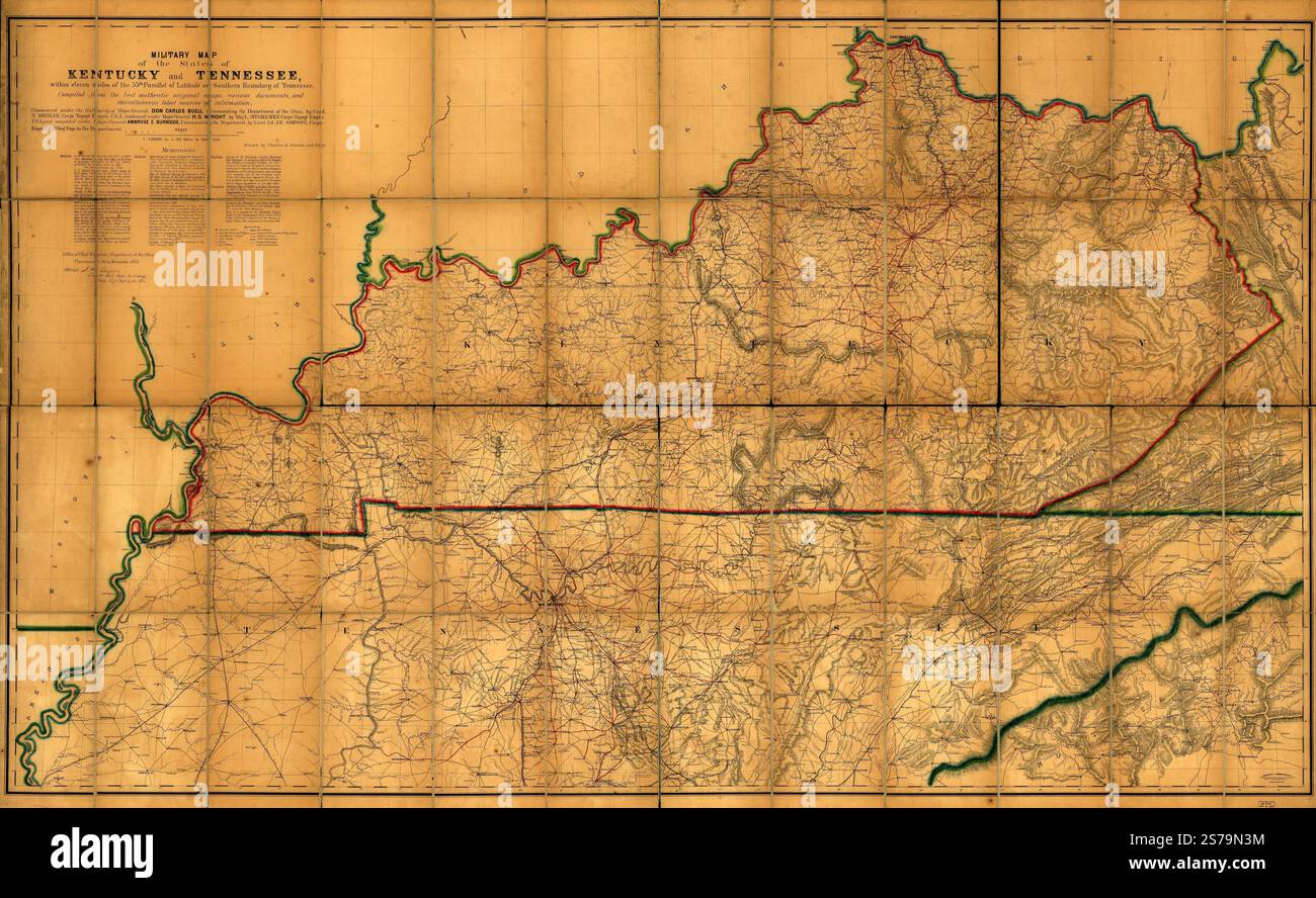 Military map of the States of Kentucky and Tennessee, within eleven ...