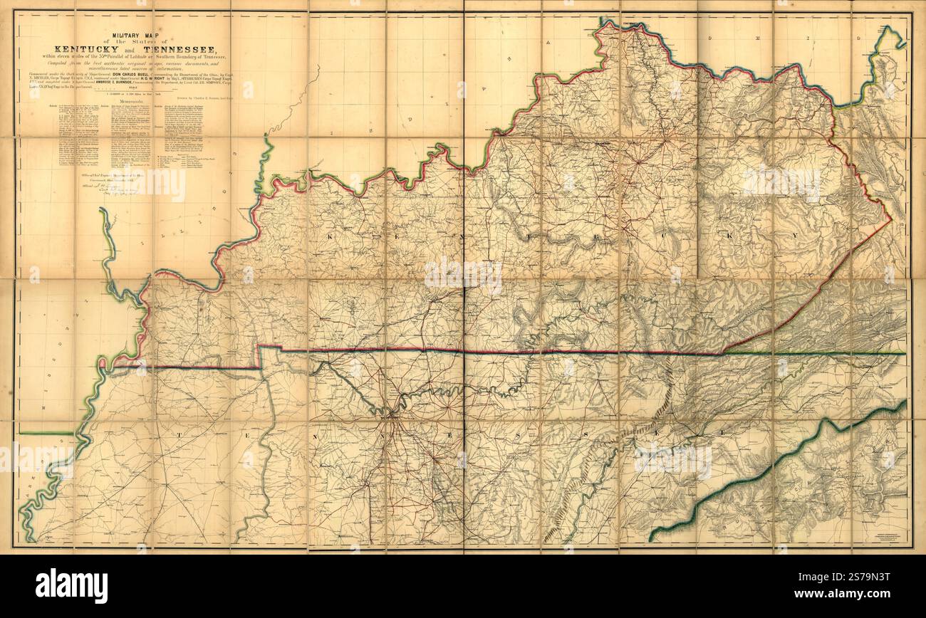Military map of the States of Kentucky and Tennessee, within eleven ...
