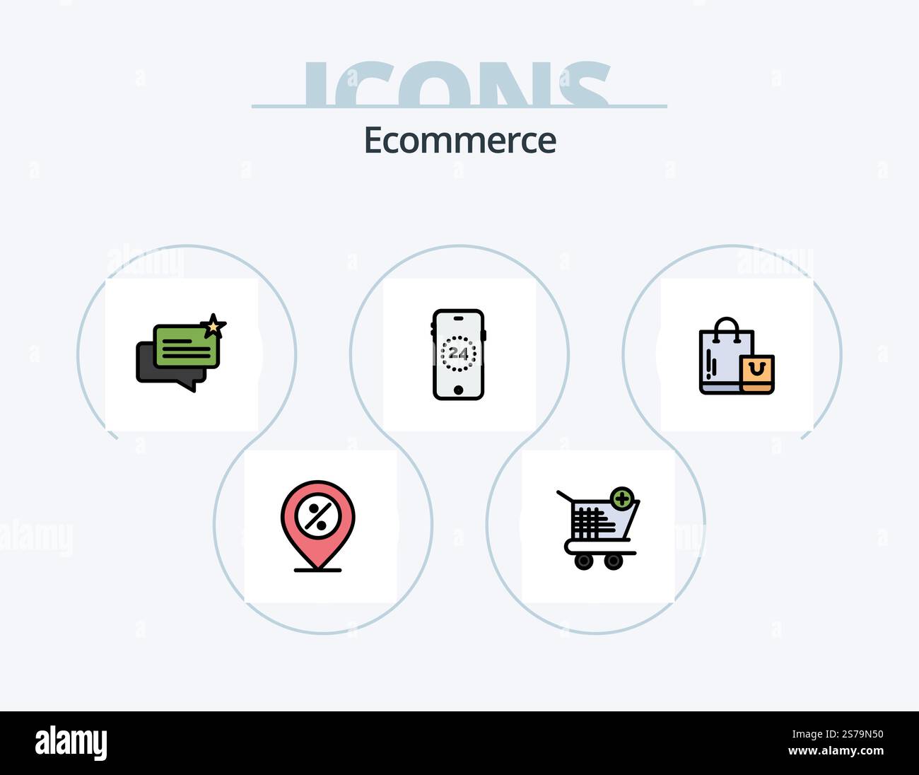 Ecommerce Line Filled Icon Pack 5 Icon Design. percent. shopping. ecommerce. shop. cart Stock ...