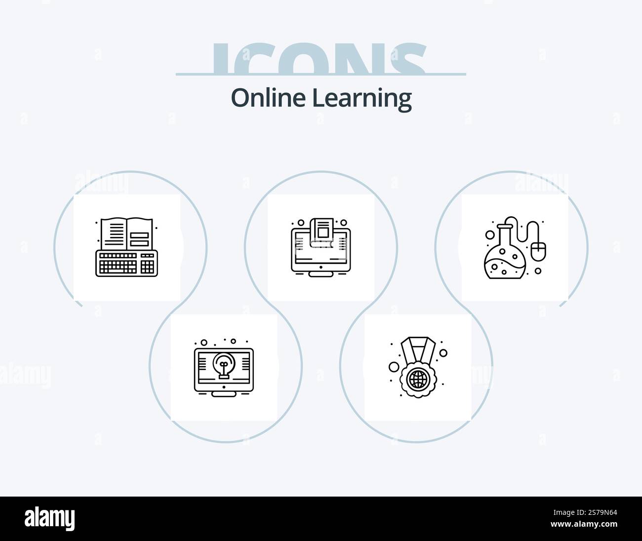 Online Learning Line Icon Pack 5 Icon Design. learning. prize ...