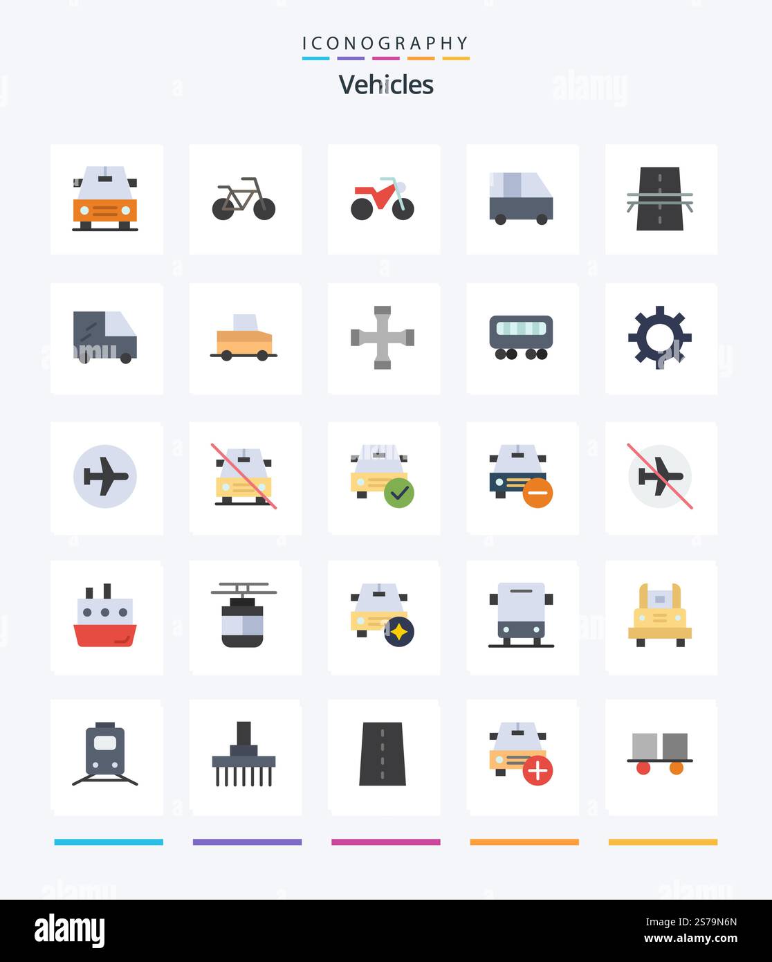 Creative Vehicles 25 Flat icon pack Such As car. van. minibus. highway ...
