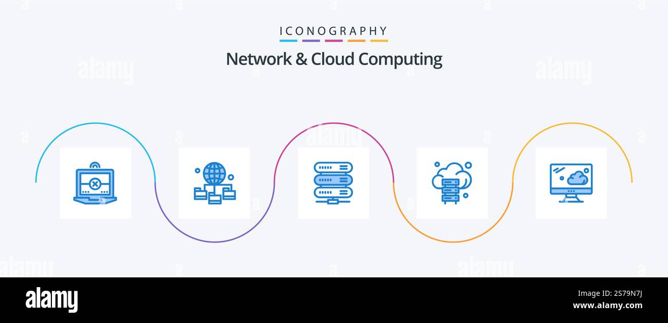 Network And Cloud Computing Blue 5 Icon Pack Including technology. cloud. data. technology ...