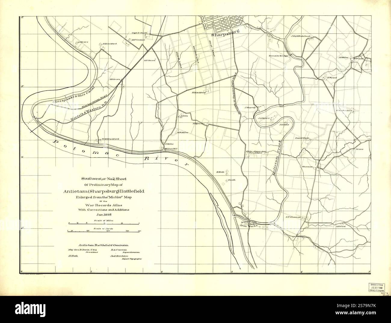 Southwest, or no. 2, sheet of preliminary map of Antietam (Sharpsburg ...