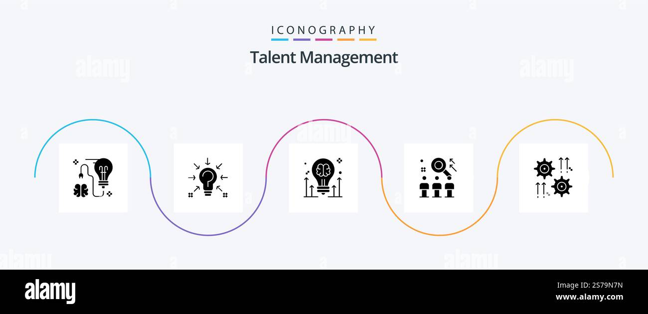 Talent Management Glyph 5 Icon Pack Including team. rescource. solution ...