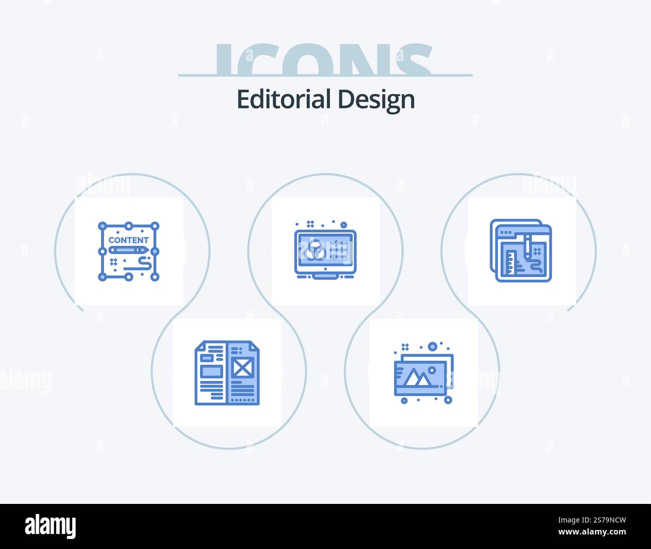 Editorial Design Blue Icon Pack 5 Icon Design. browser. control. content. color scheme. creative ...