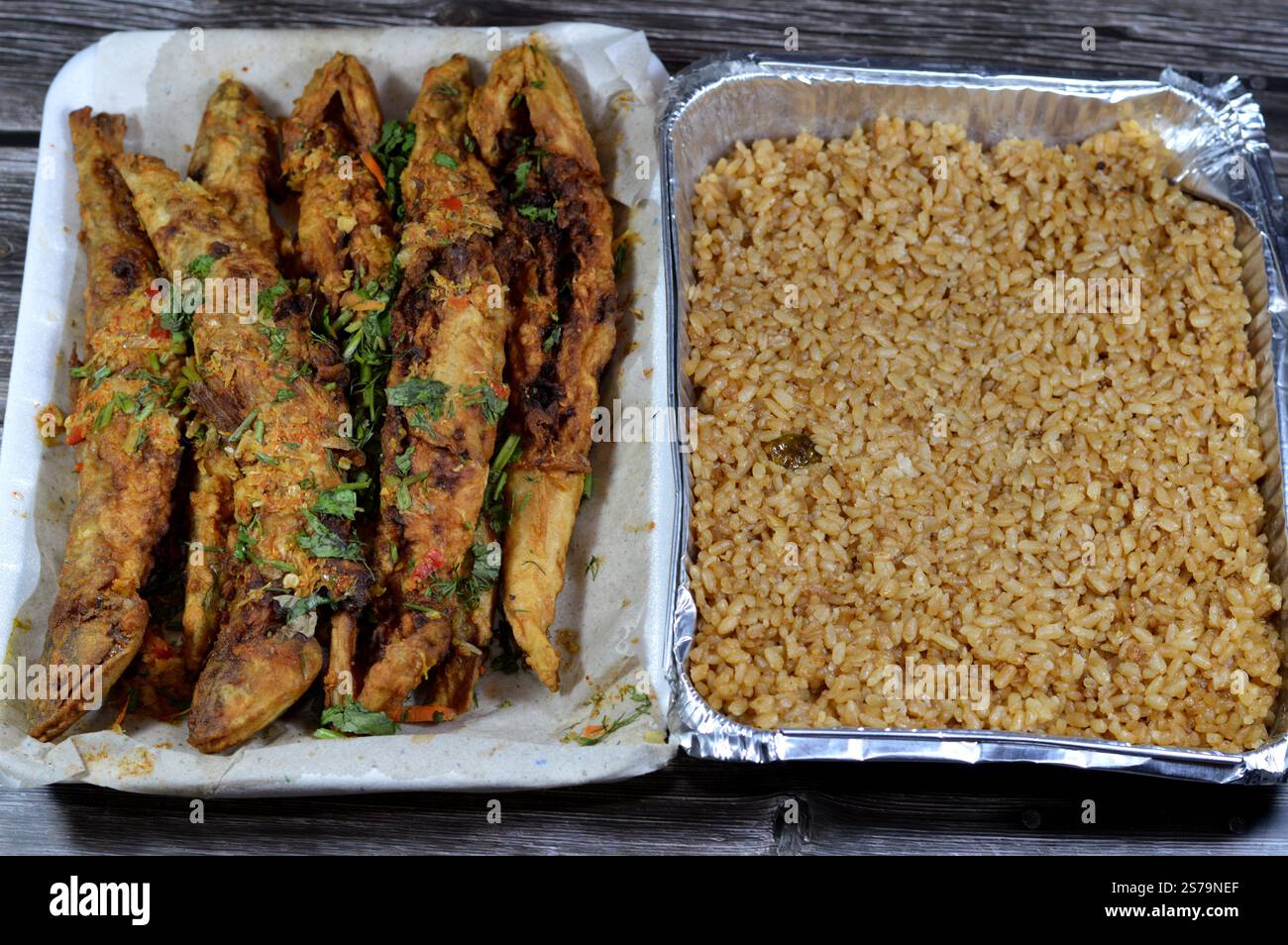 Deep fried Saurida undosquamis, the brushtooth lizardfish, large-scale ...