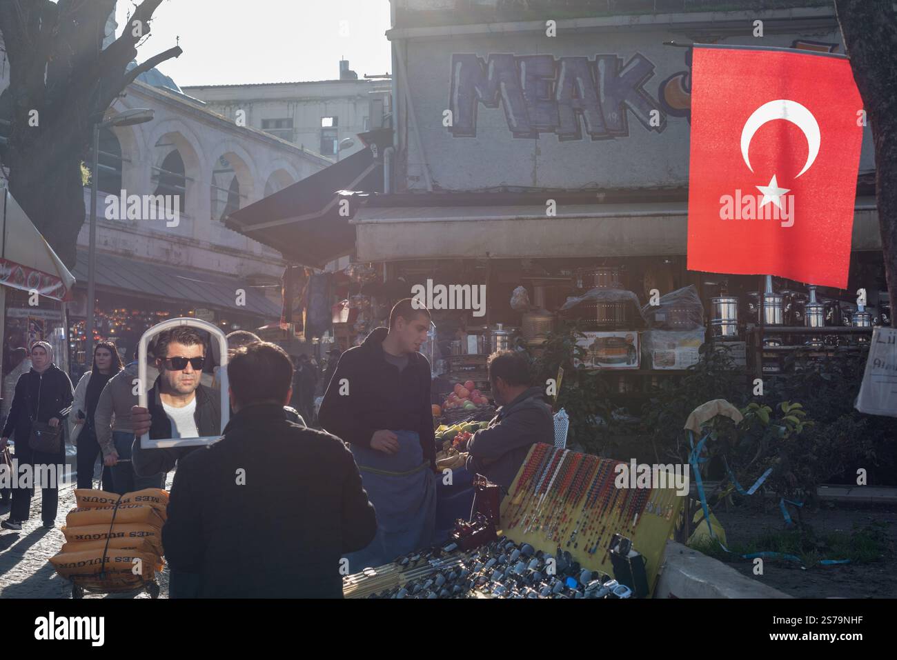 Istanbul, Turkey. 3rd Jan, 2025. A man seen buying sunglasses in a busy ...