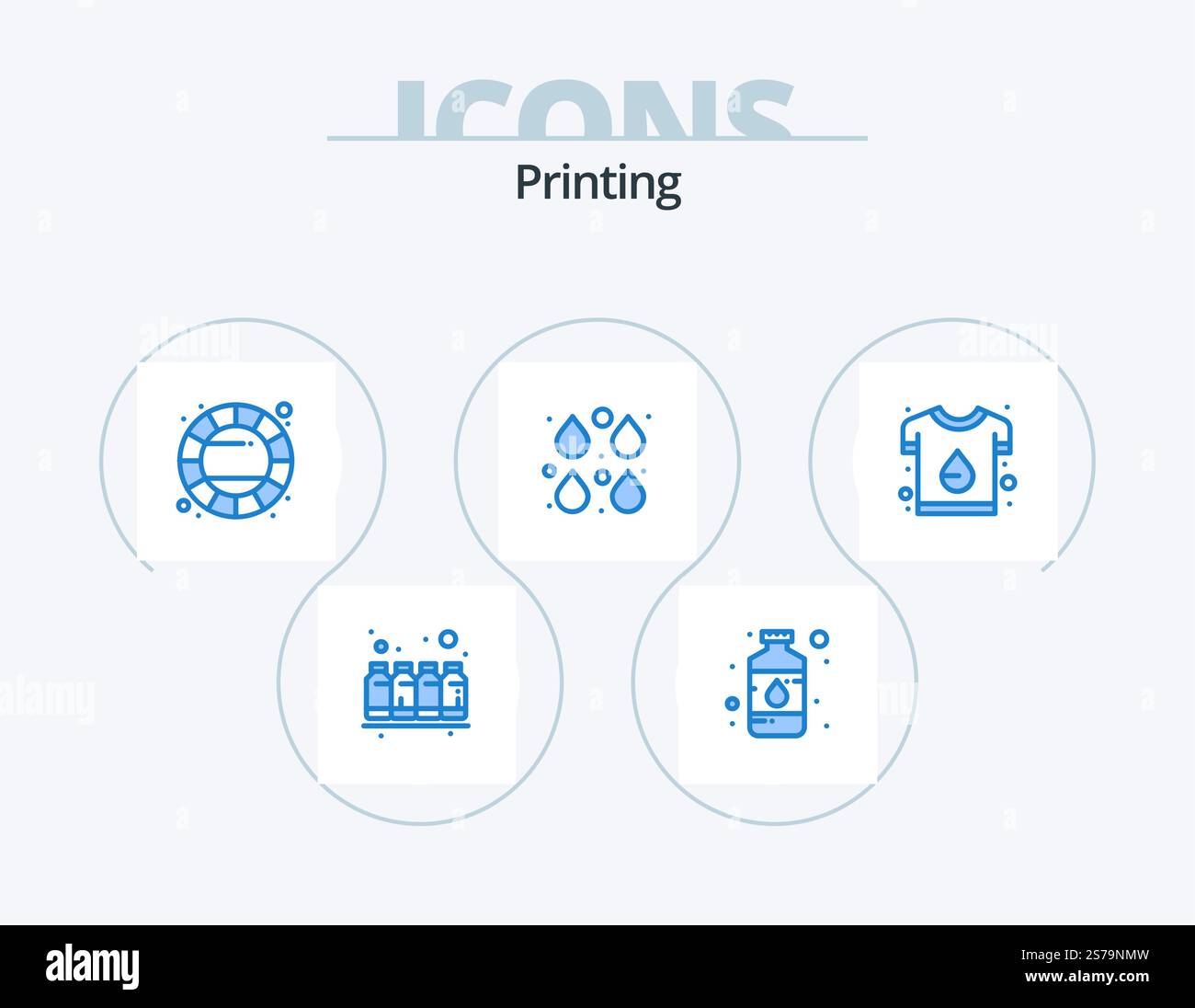 Printing Blue Icon Pack 5 Icon Design. edit. drop. paint. color. wheel ...