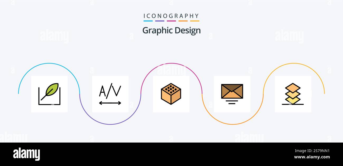 Design Line Filled Flat 5 Icon Pack Including . email. stack Stock ...