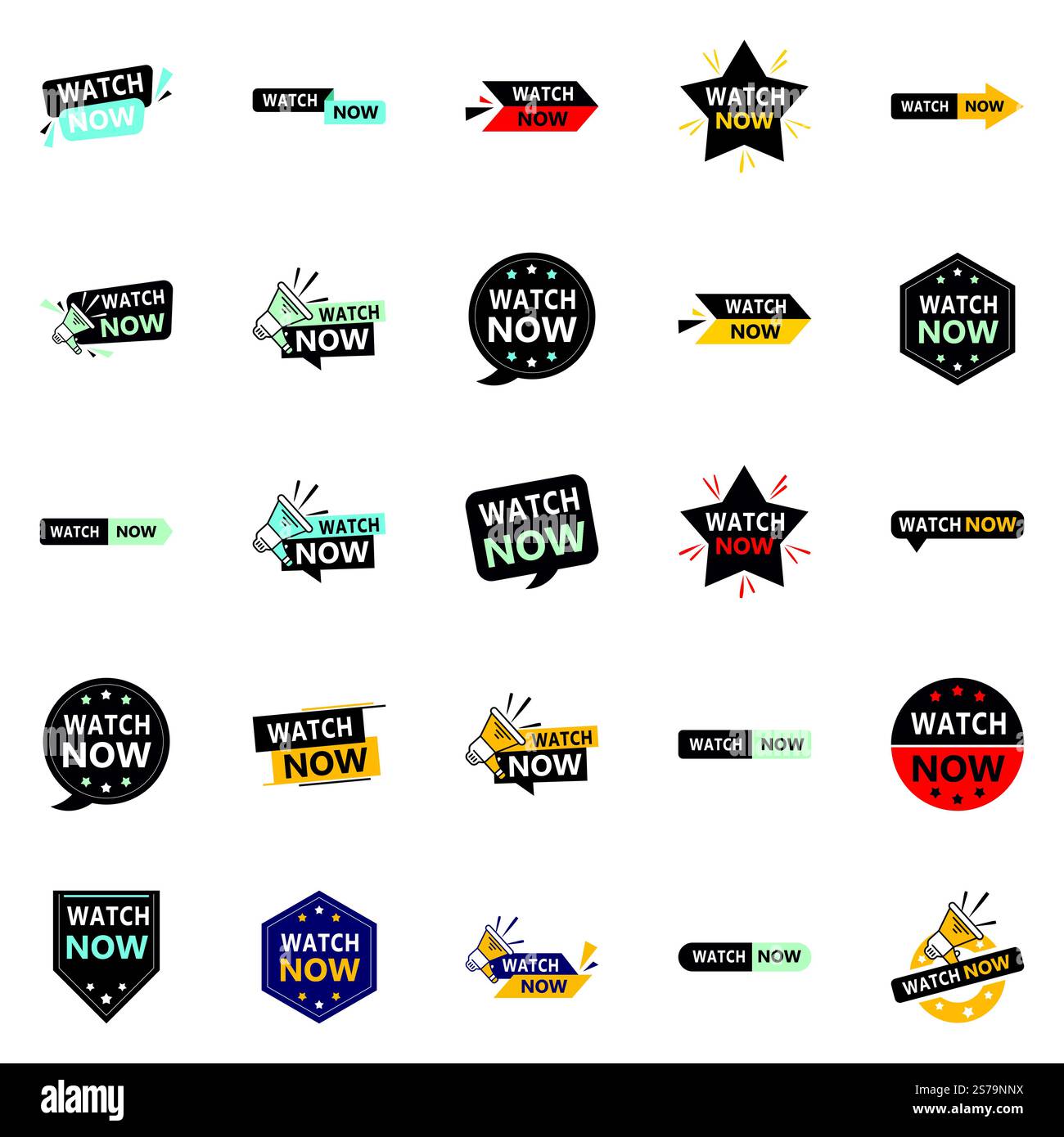 Grab Customers Attention with Our Pack of 25 Watch Now Banners Stock ...