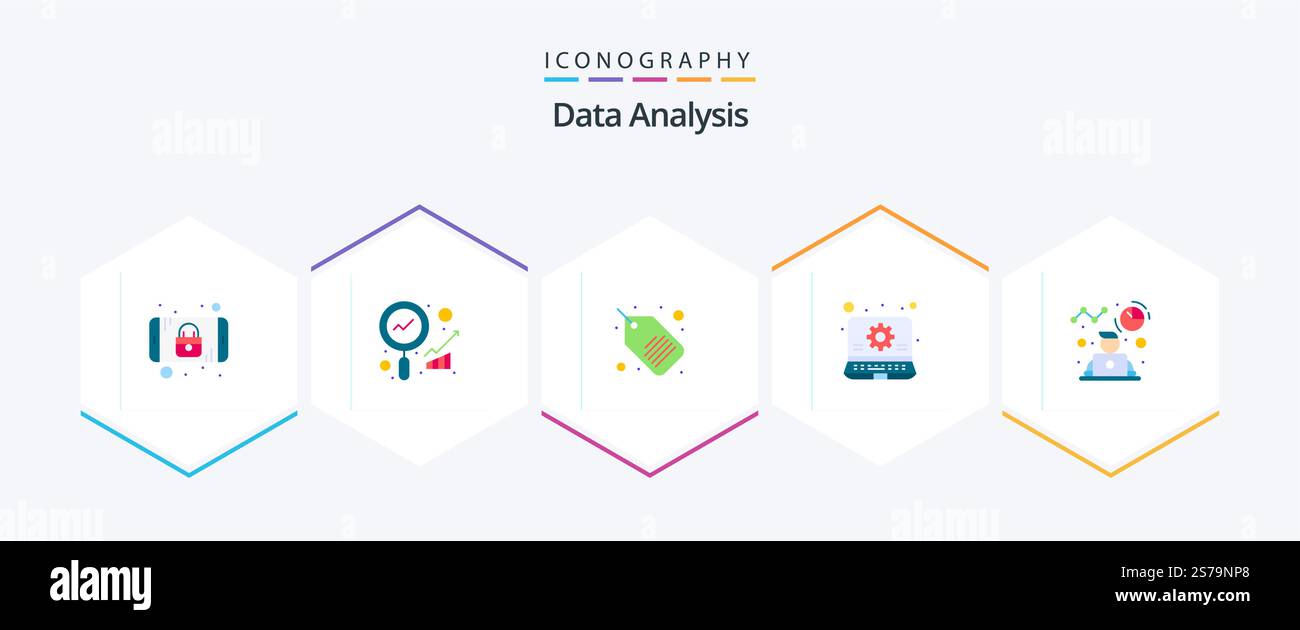 Data Analysis 25 Flat icon pack including avatar. report. label ...