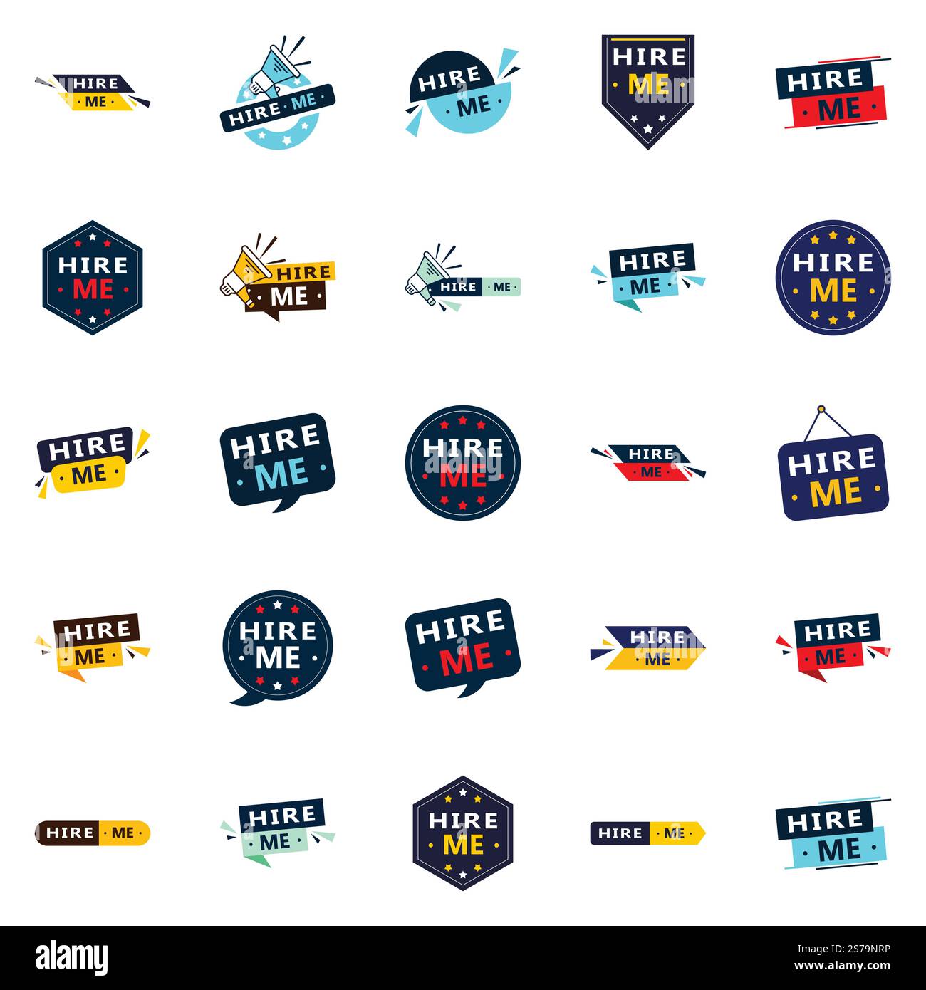 Make a Great First Impression with Our Pack of 25 Hire Me Banners Stock ...