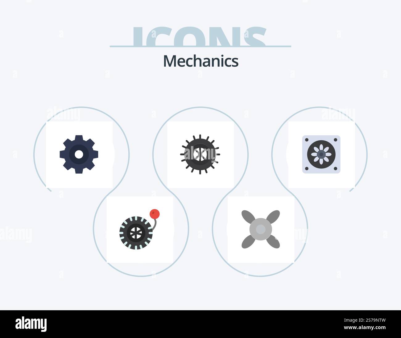 Mechanics Flat Icon Pack 5 Icon Design. . wheel Stock Vector Image ...