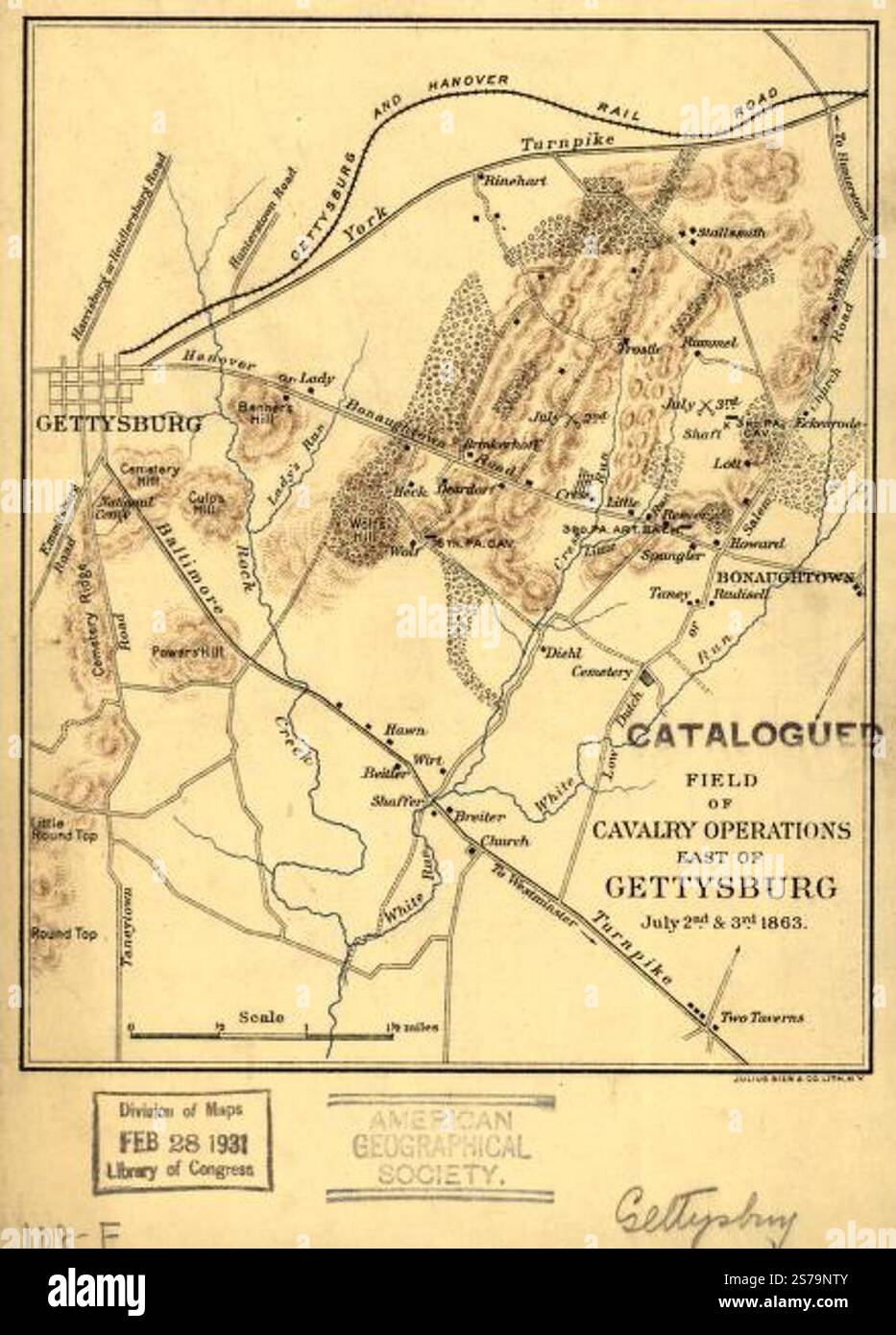 Field of cavalry operations east of Gettysburg, July 2nd & 3rd 1863 ...