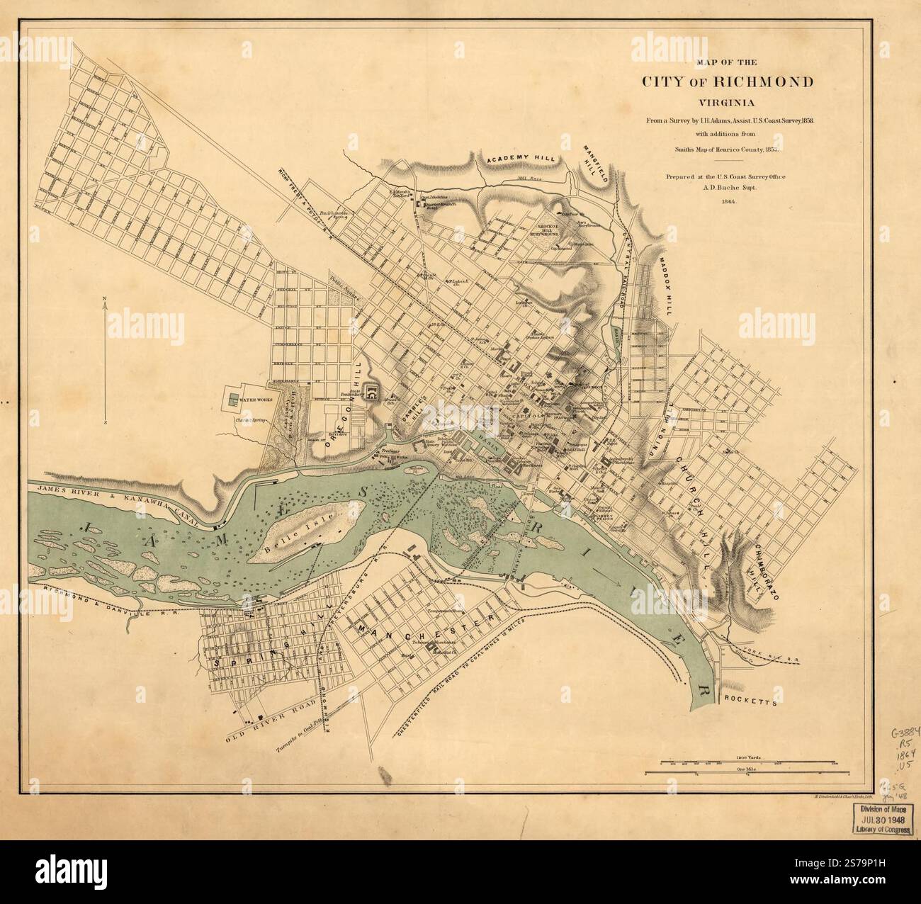 Map of the city of Richmond, Virginia 1864 by United States Coast ...