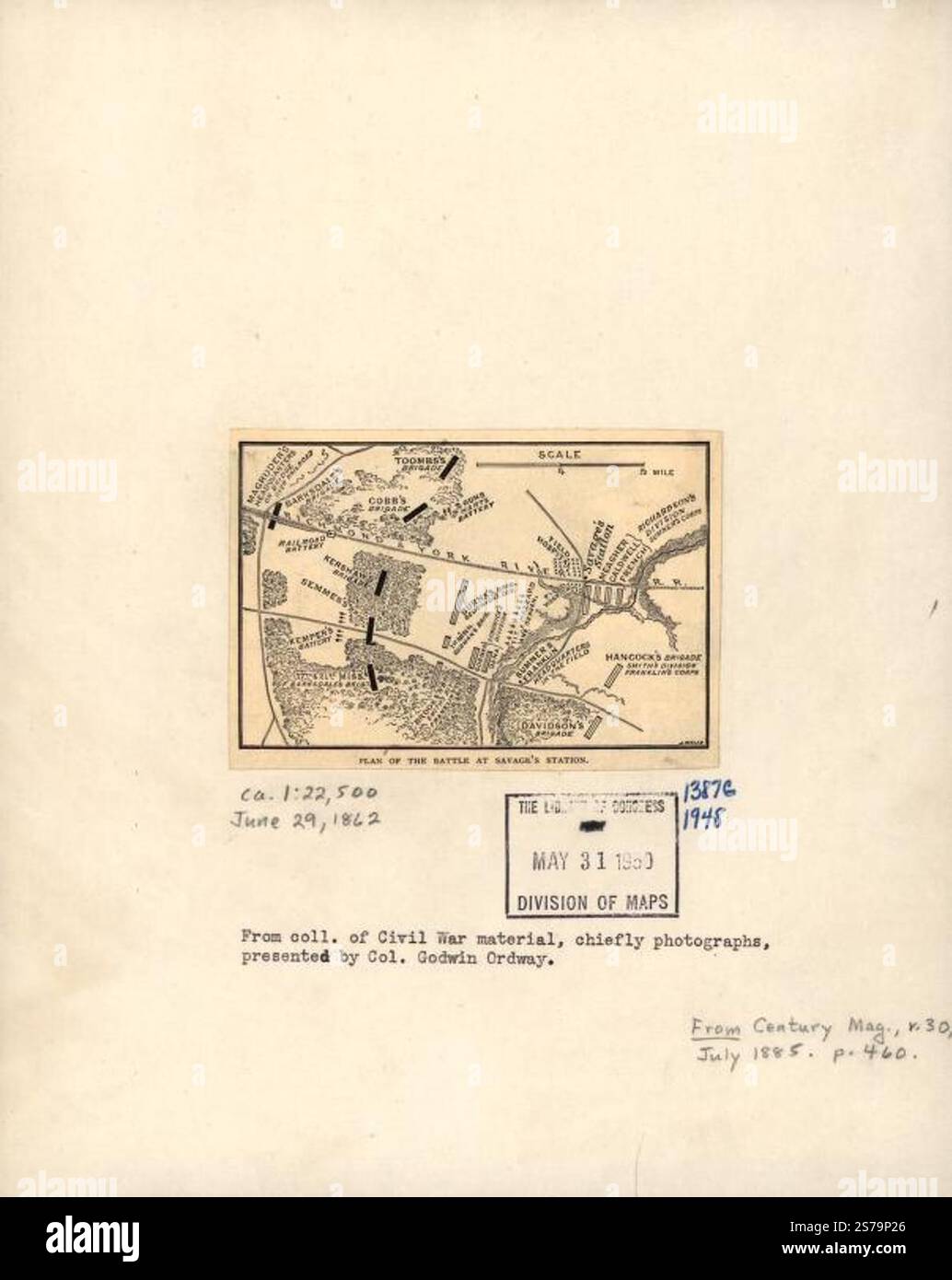 Plan of the battle at Savage's Station. [June 29, 1862]. 1862 by Wells ...