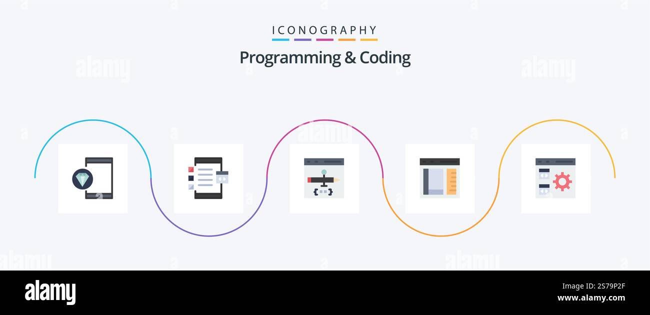 Programming And Coding Flat 5 Icon Pack Including develop. browser. development. development ...