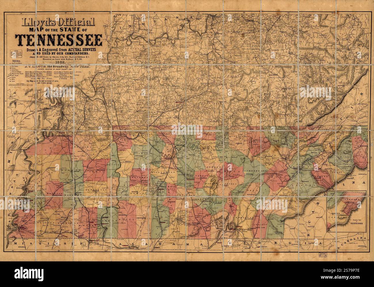 Lloyd's official map of the State of Tennessee 1862 by Lloyd James T ...