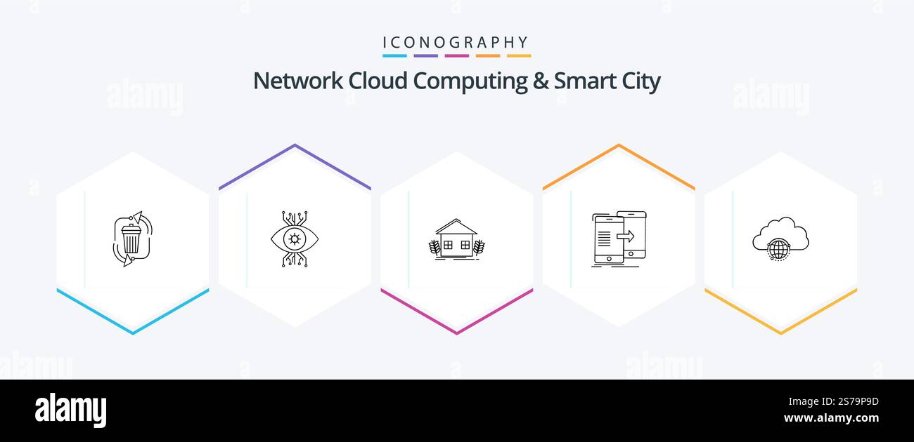 Network Cloud Computing And Smart City 25 Line icon pack including sharing. farming ...