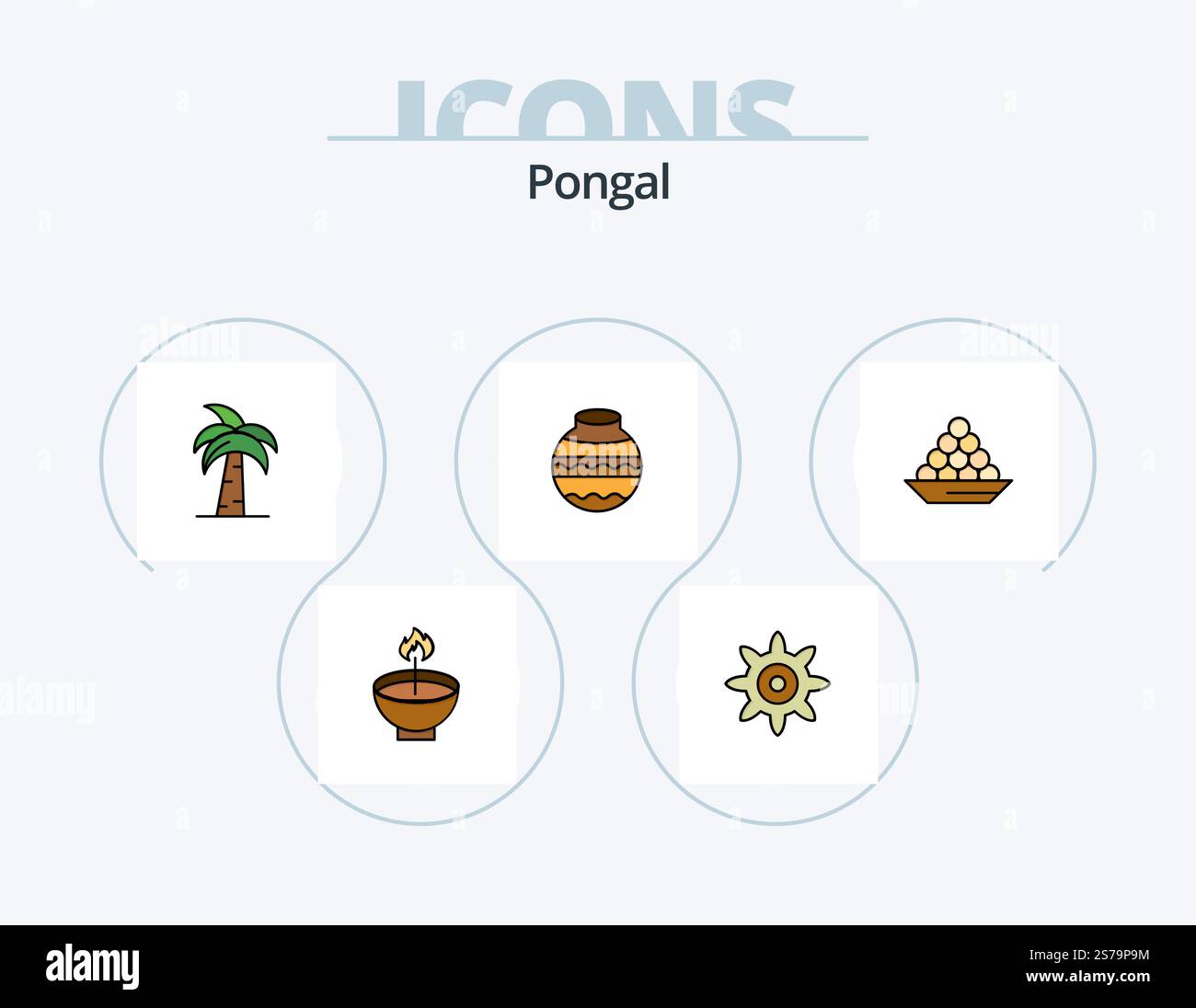 Pongal Line Filled Icon Pack 5 Icon Design. sweet. indian. lamp ...