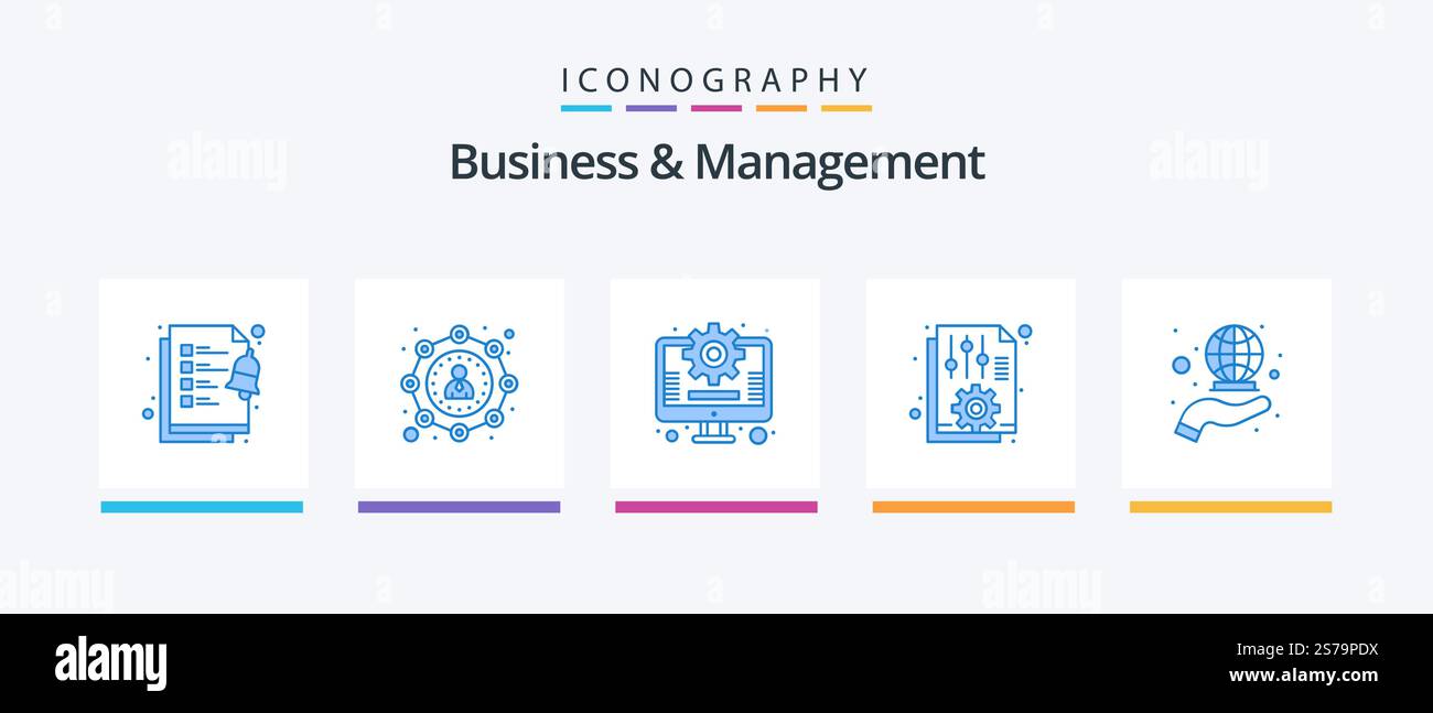 Business And Management Blue 5 Icon Pack Including international ...